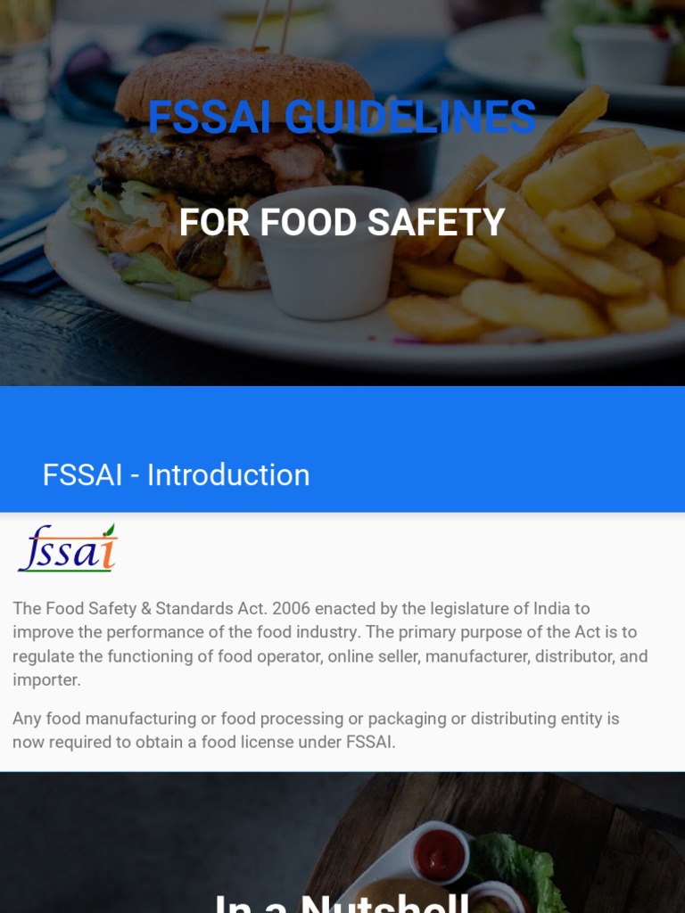 Fssai Guidelines: For Food Safety | PDF