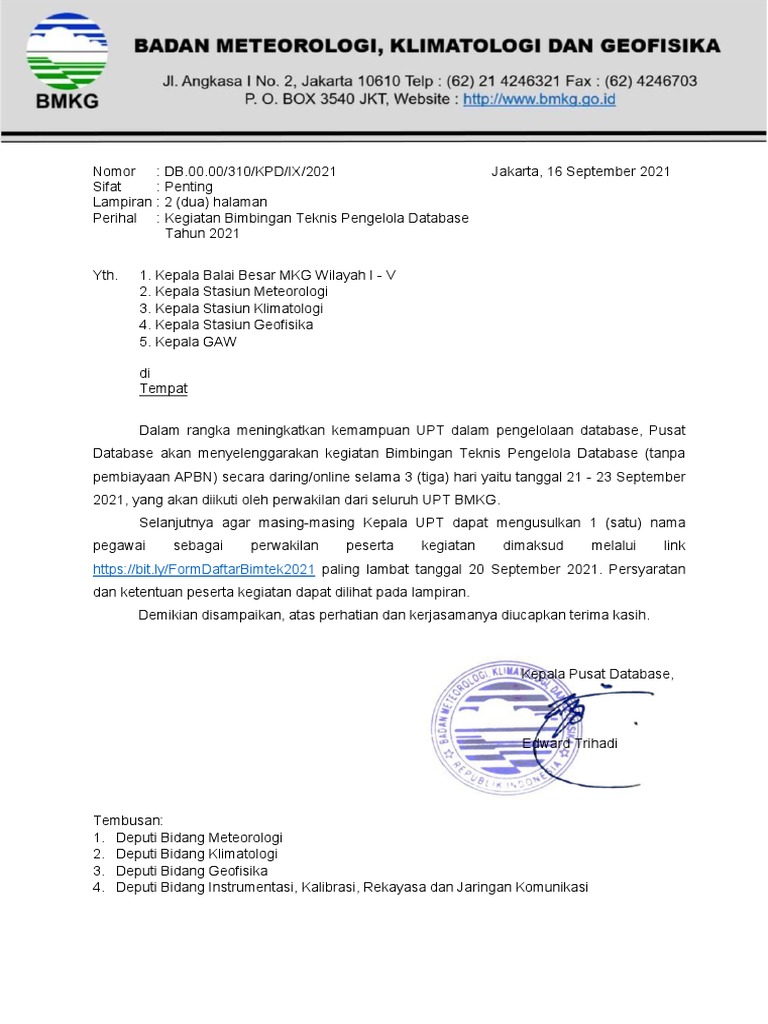 SL - KPD - Surat Permohonan Usulan Peserta Bimtek DB 2021+ | PDF | Teknologi & Rekayasa