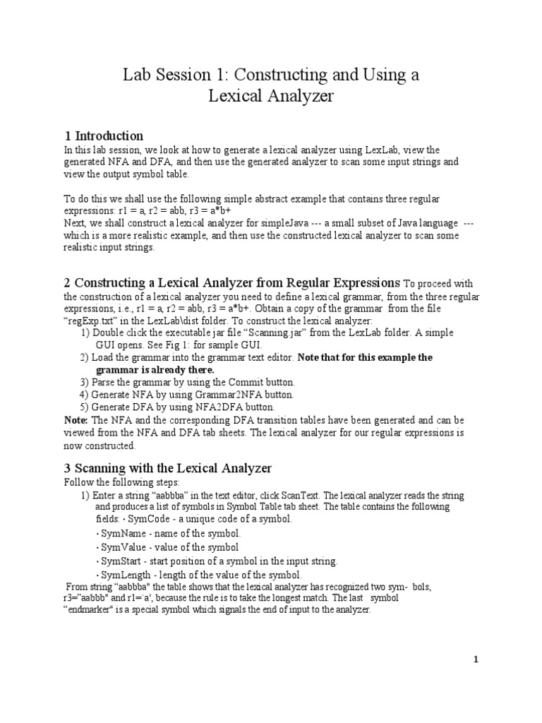 Lab Session 1 - Lexical Analyzer | PDF | Regular Expression | String (Computer Science)