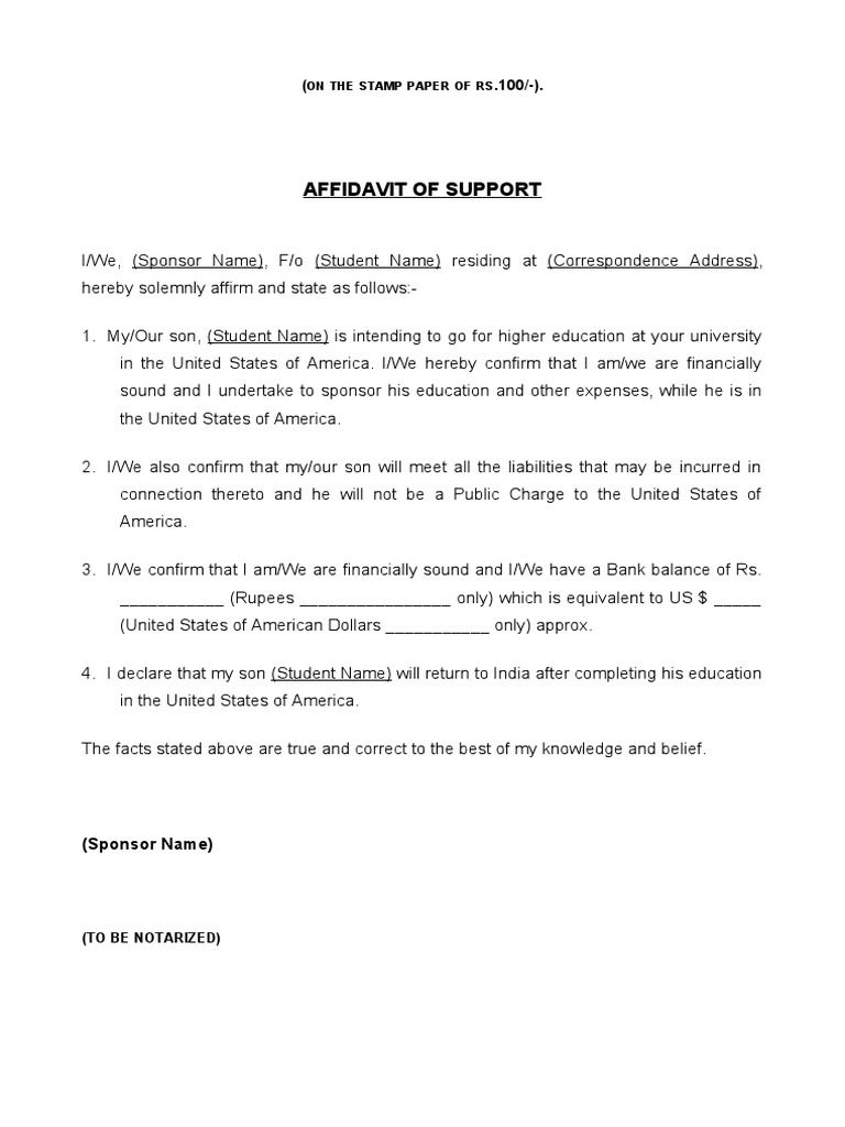 Affidavit of Support | PDF
