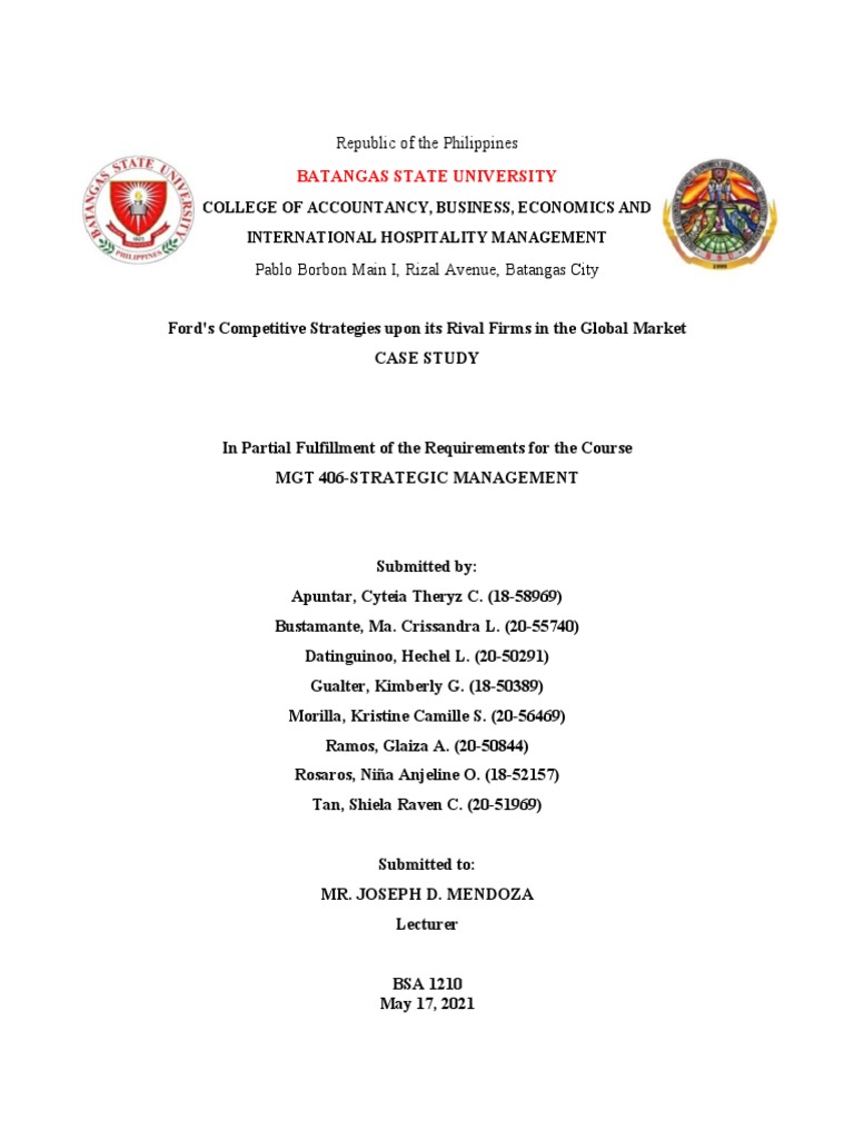 Ford's Competitive Strategies Upon Its Rival Firms in The Global Market ...