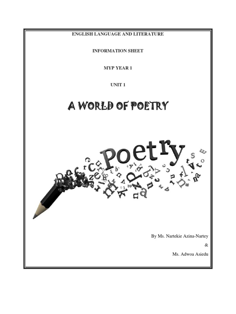 Information Sheet A World of Poetry | PDF | Poetry | Rhyme