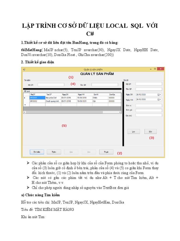 HƯỚNG DẪN LẬP TRÌNH CƠ SỞ DỮ LIỆU LOCAL SQL VỚI C# | PDF