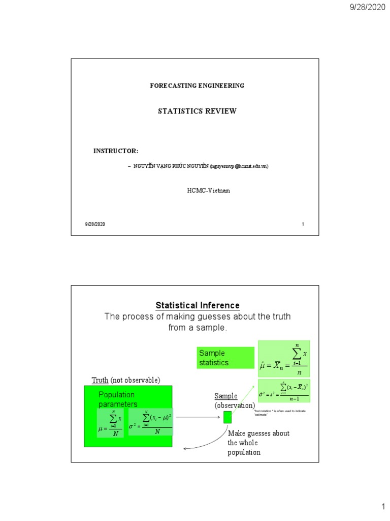 Chapter 1 Statistics Review Sept20 | PDF | Estimator | Statistics
