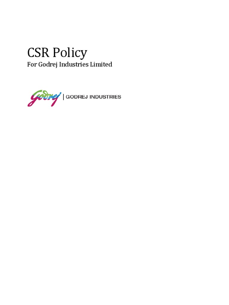 CSR Policy: For Godrej Industries Limited | PDF | Corporate Social ...