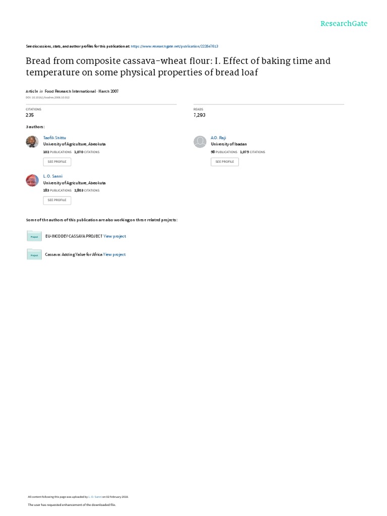Bread From Composite Cassava-Wheat Flour I Effect | PDF | Breads | Flour