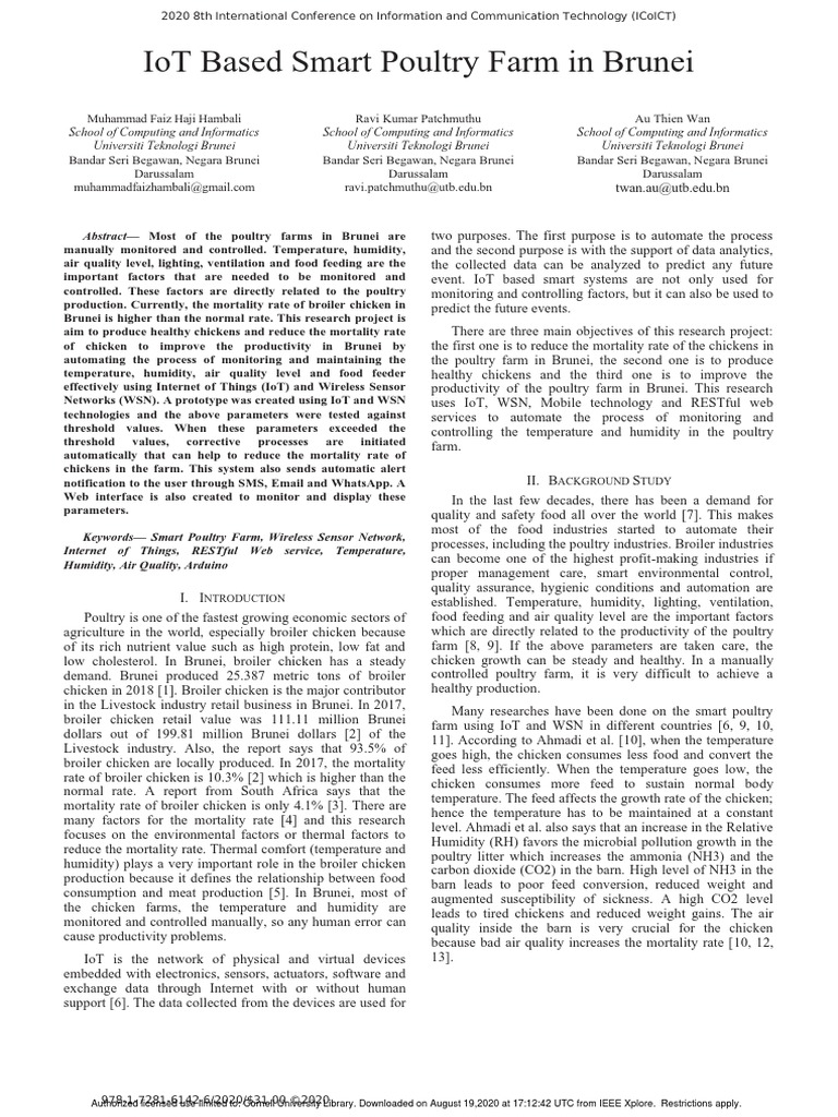11.IoT Based Smart Poultry Farm in Brunei | PDF
