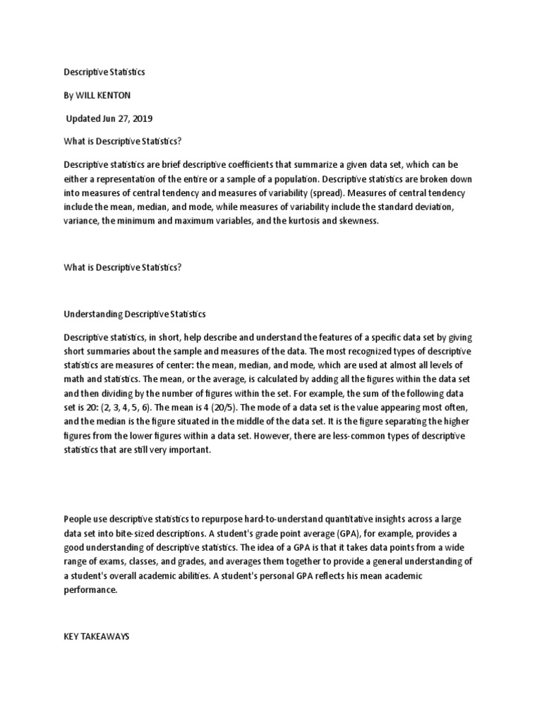 Descriptive Sta-WPS Office | PDF | Statistics | Descriptive Statistics