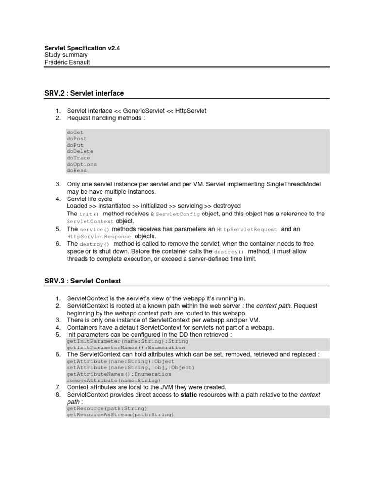 Servlet Spec Summary | PDF | Java Servlet | Software Development