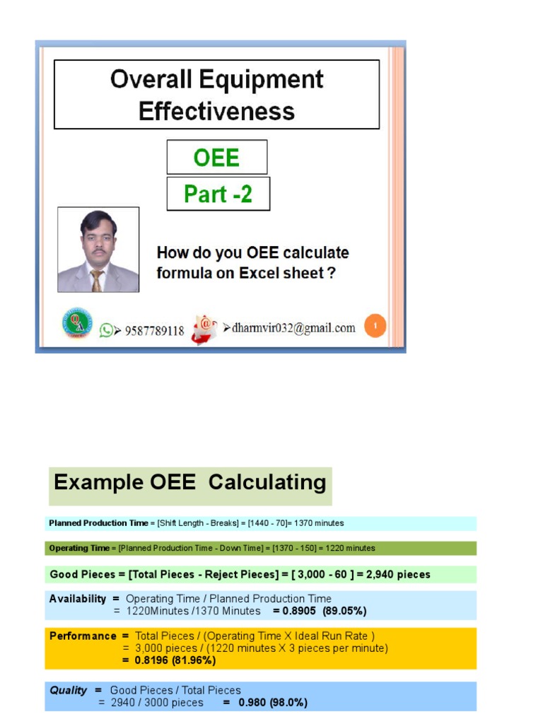 OEE Calculate Formula On Excel Sheet | PDF | Mechanical Engineering ...
