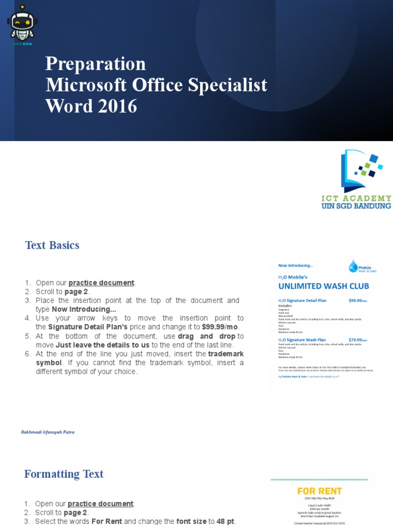 Preparation Microsoft Office Specialist Word 2016: Rakhmadi Irfansyah ...