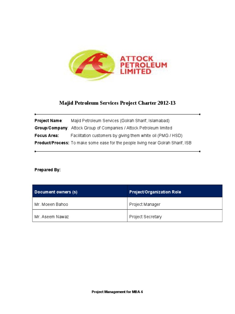 1 Project Charter 3 PDF Free | PDF | Project Management | Gasoline