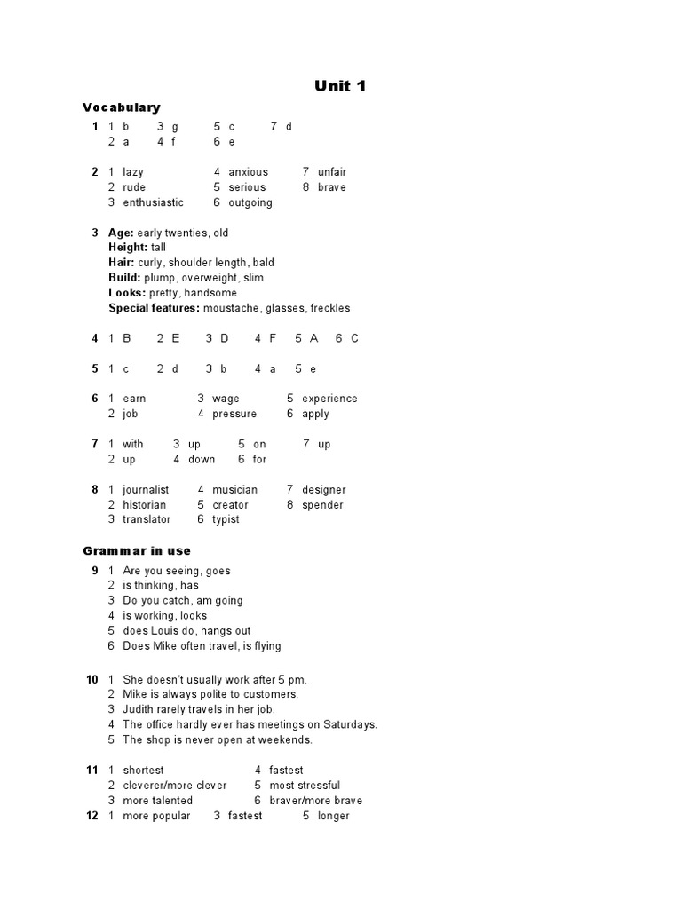 Unit 1-Key | PDF