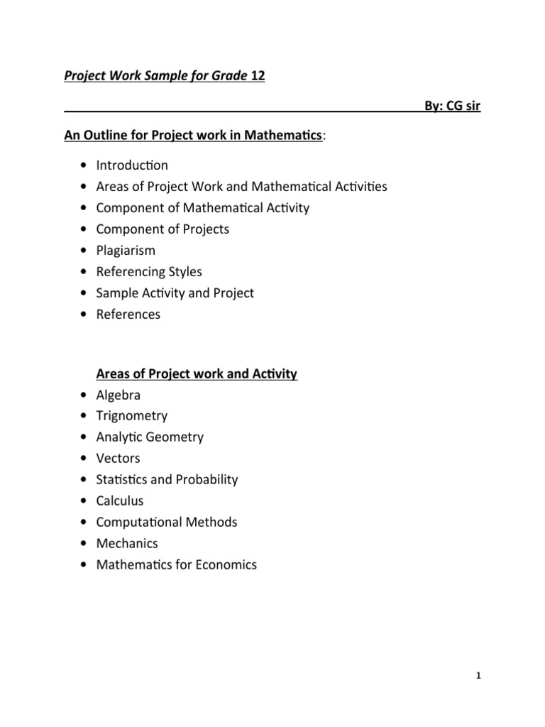 Project Work Sample For Grade 12 | PDF | Mathematics | Euclidean Vector