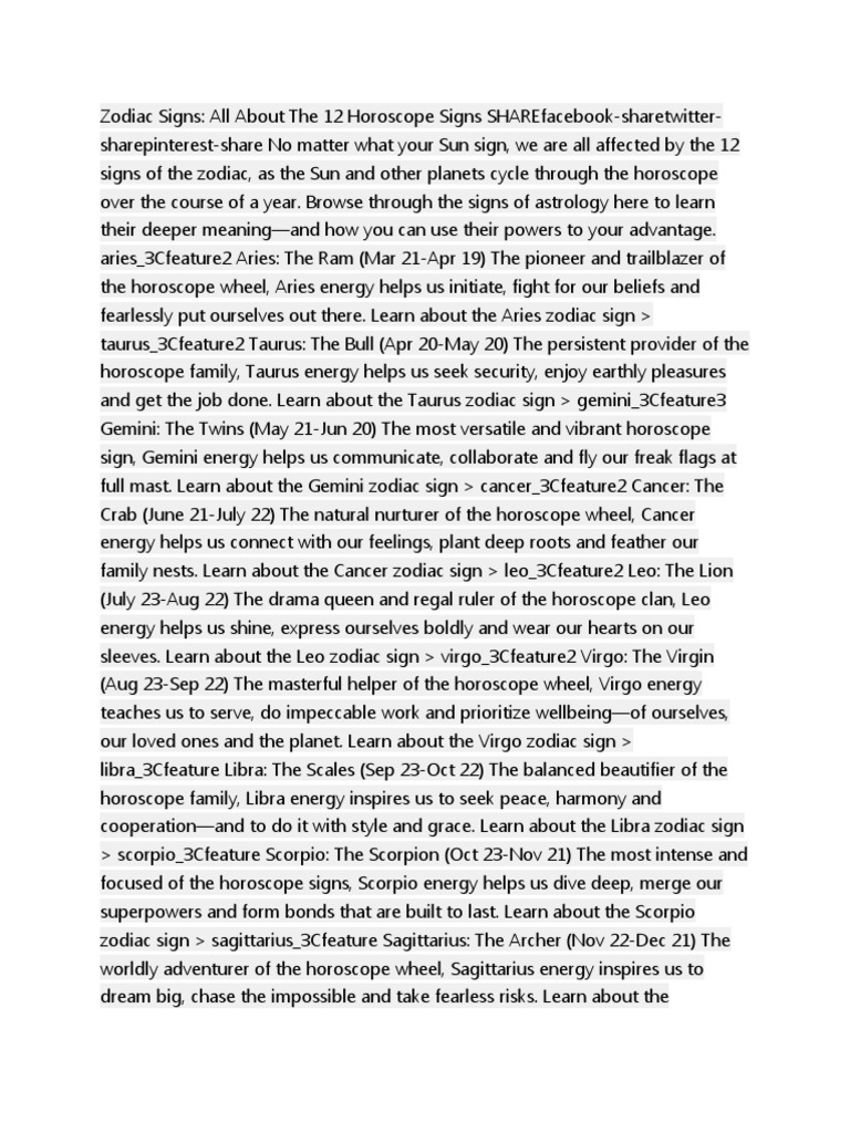 Zodiac Signs | PDF | Astrological Sign | Zodiac