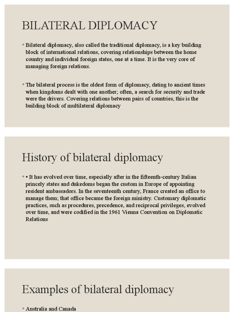 Bilateral Diplomacy: The Building Block of International Relations ...