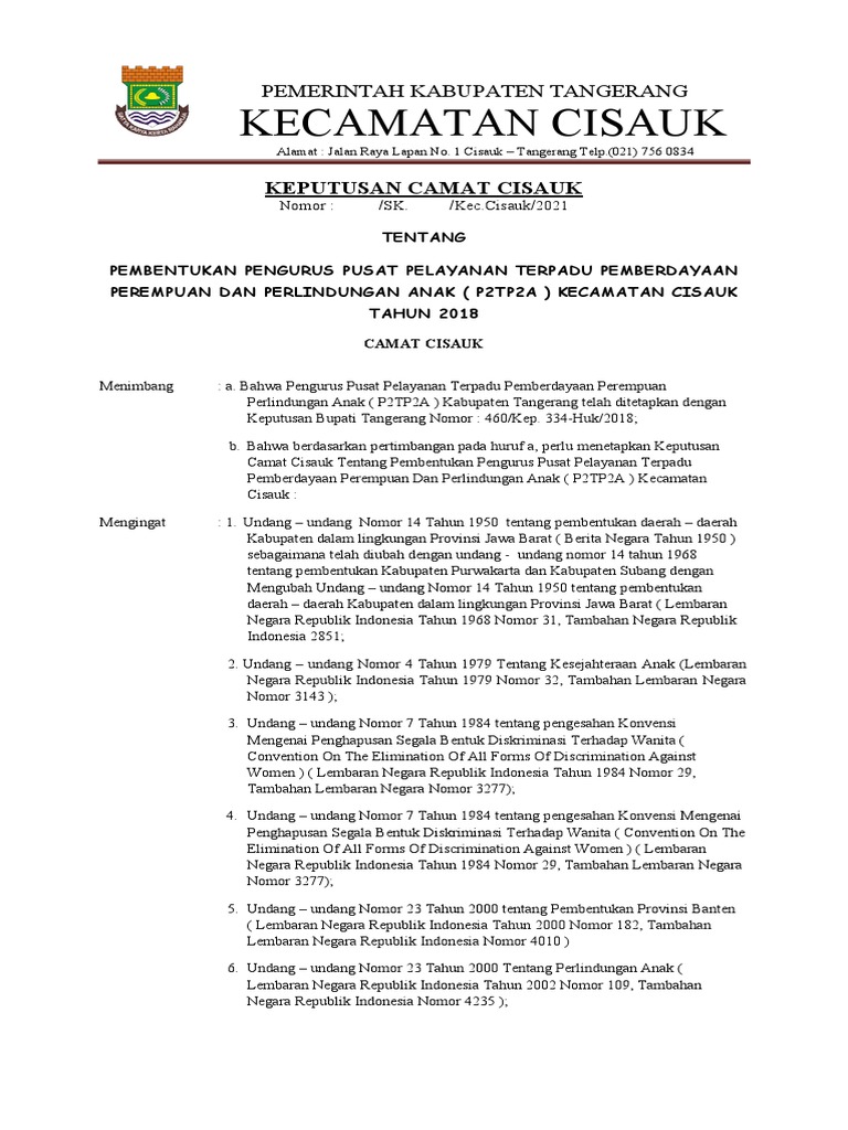 SK P2tp2a Kecamatan Cisauk | PDF