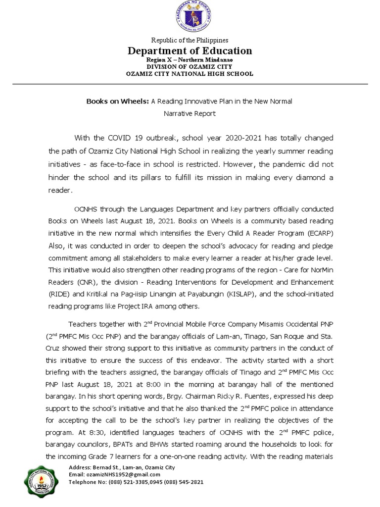 Narrative-Report-on-Books On Wheels | PDF | Learning