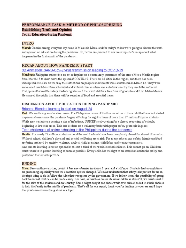 Intro: Performance Task 2: Method of Philosophizing Establishing Truth ...