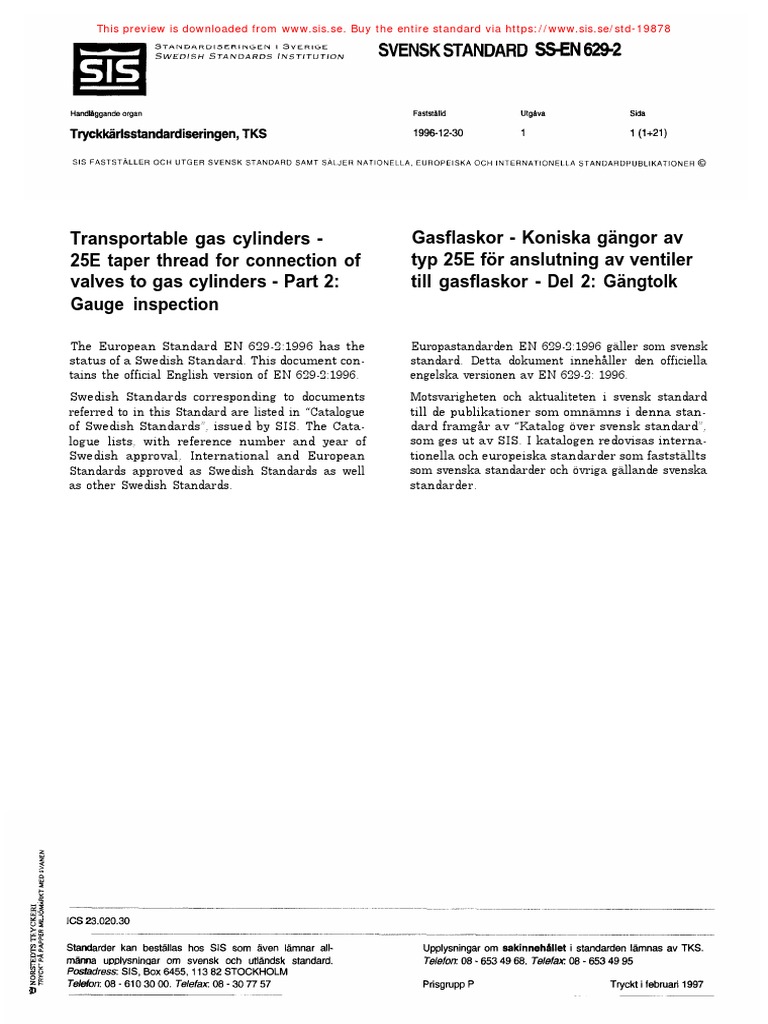 25E Taper Thread Gas Cylinders | PDF | Mechanical Engineering
