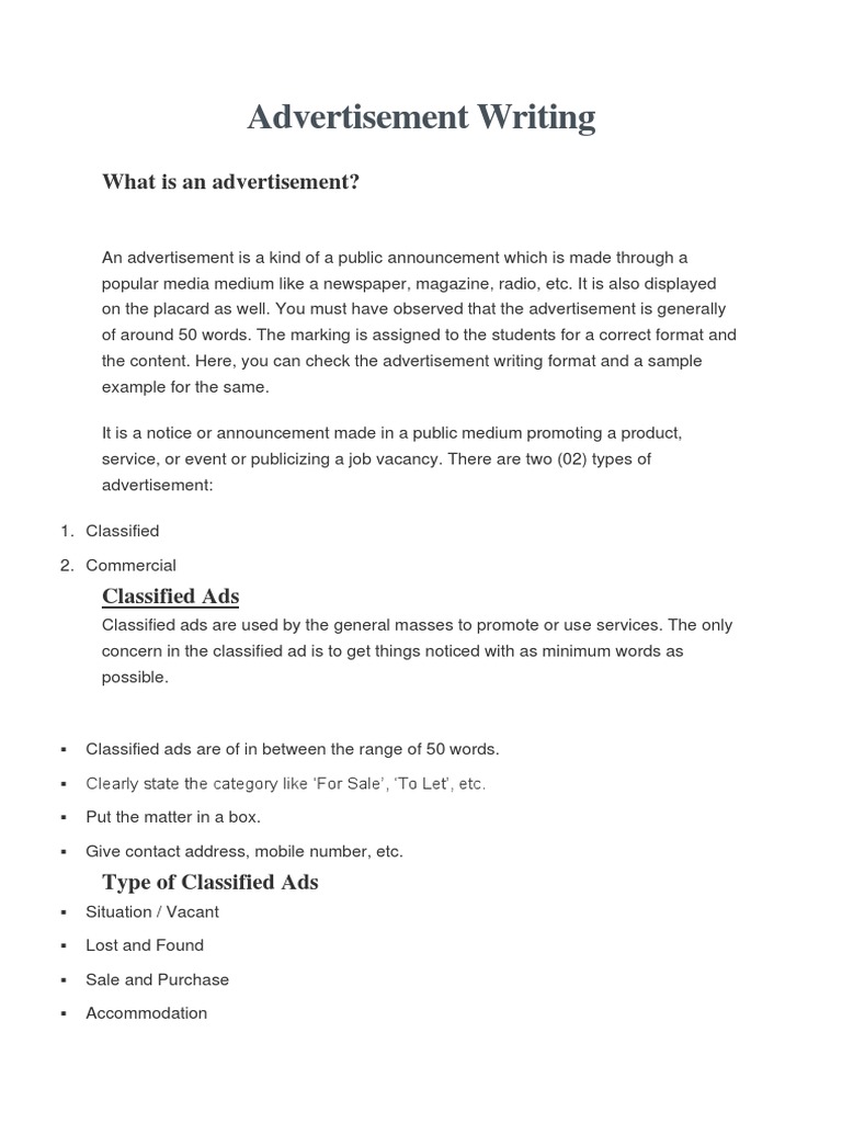 Advertisement Writing | PDF | Advertising