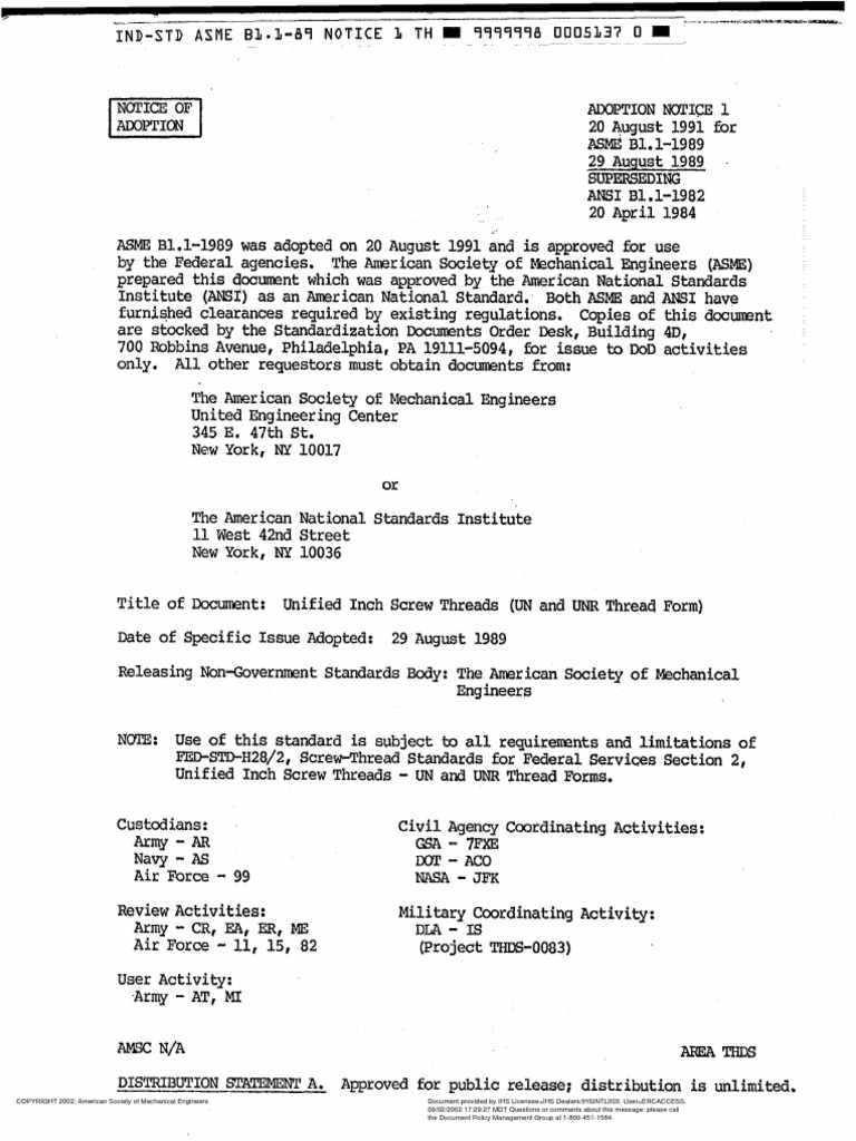 Asme B1.1 | PDF | Screw | Standardization