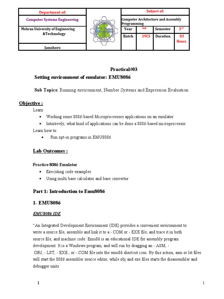 Practical Lab 3 | PDF | Source Code | Assembly Language