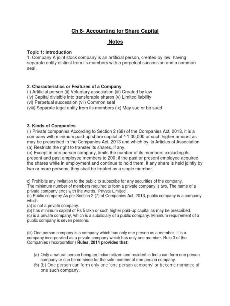 Share Capital Essentials | PDF | Stocks | Dividend