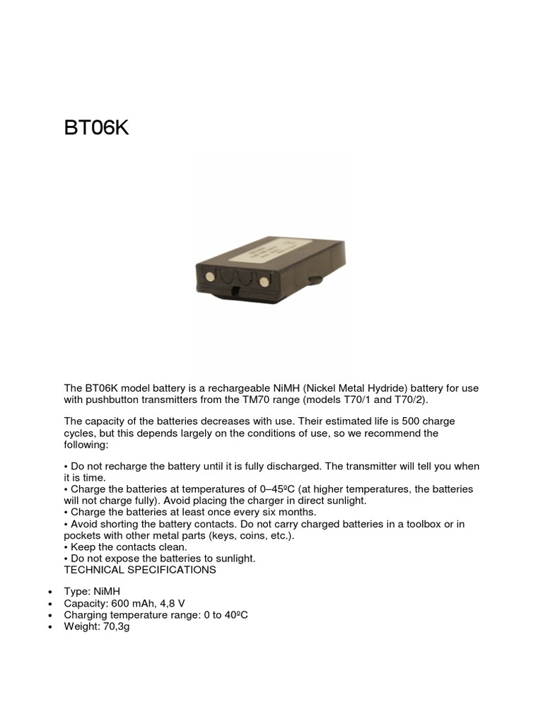 BT06K - Battery | PDF