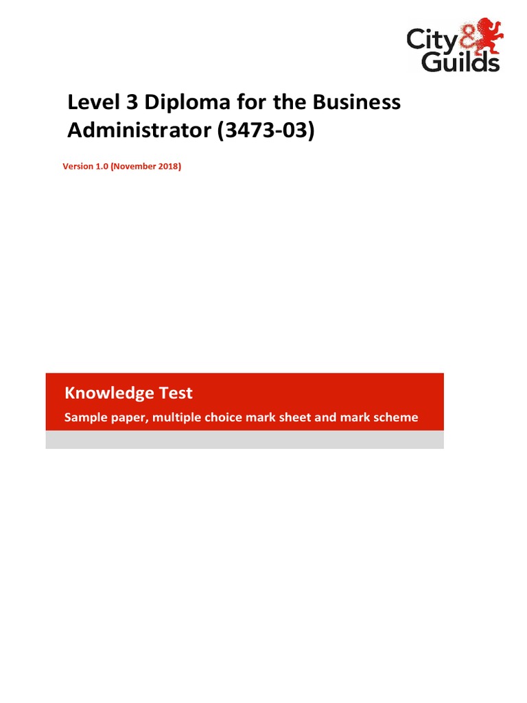 Level 3 Diploma For The Business Administrator (3473-03) : Knowledge ...