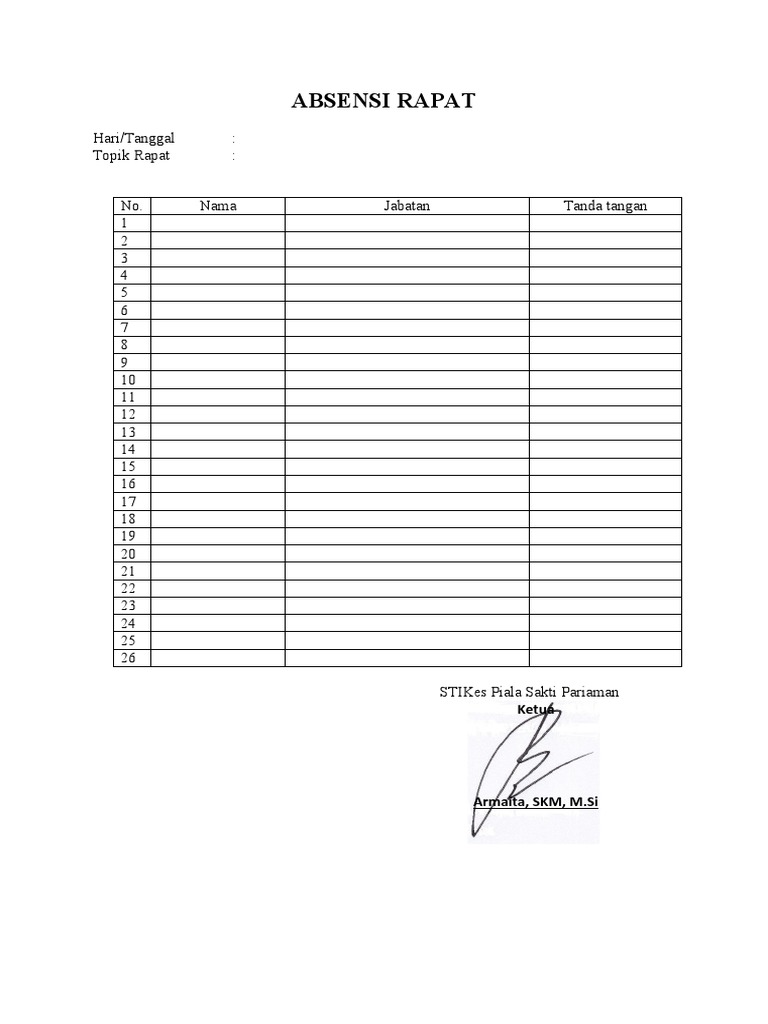 Absensi Rapat | PDF