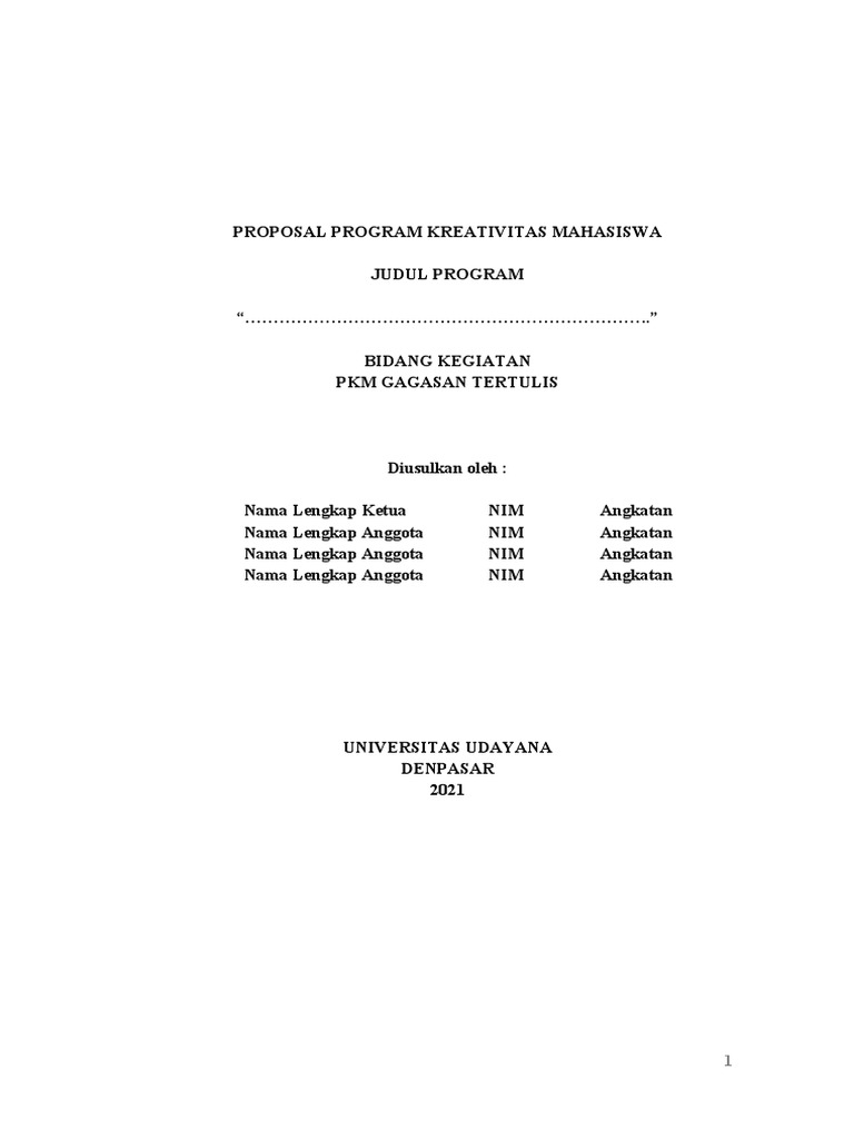 Contoh Format (Template) PKM-GT FEB Unud 2021. | PDF