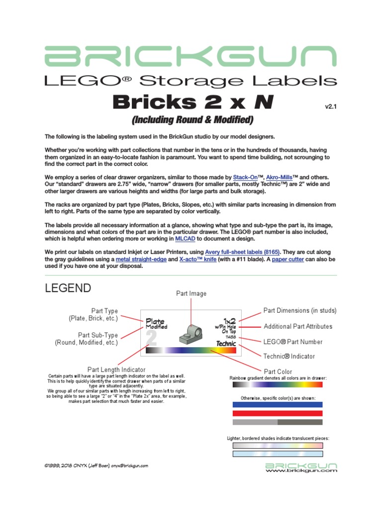 BrickGun LEGO Storage Labels - (Standard) Bricks 2xN | PDF | Equipment ...