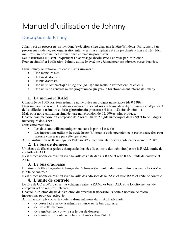 Johnny | PDF | Assembleur | Processeur