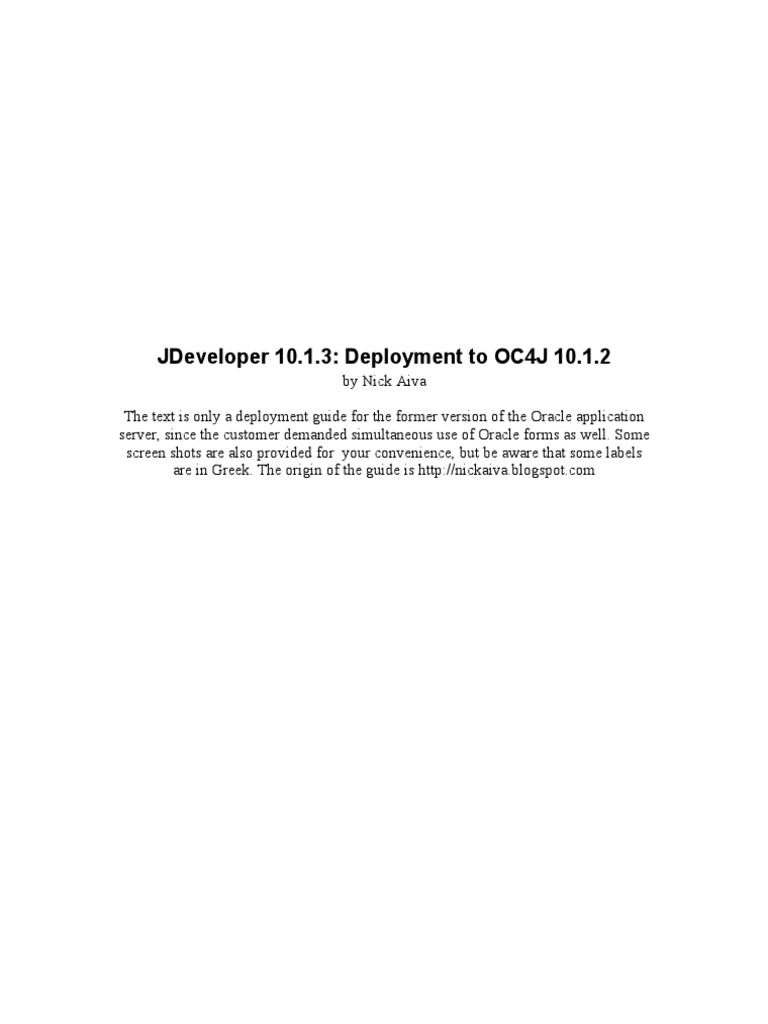 Jdeveloper 10.1.3: Deployment To Oc4J 10.1.2 | PDF | Hypertext Transfer Protocol | Web Server