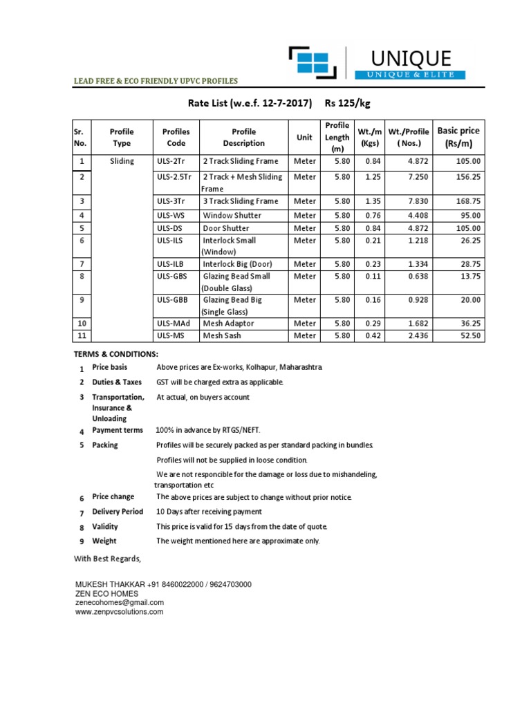 UNIQUE Price List | PDF | Taxes | Government Finances