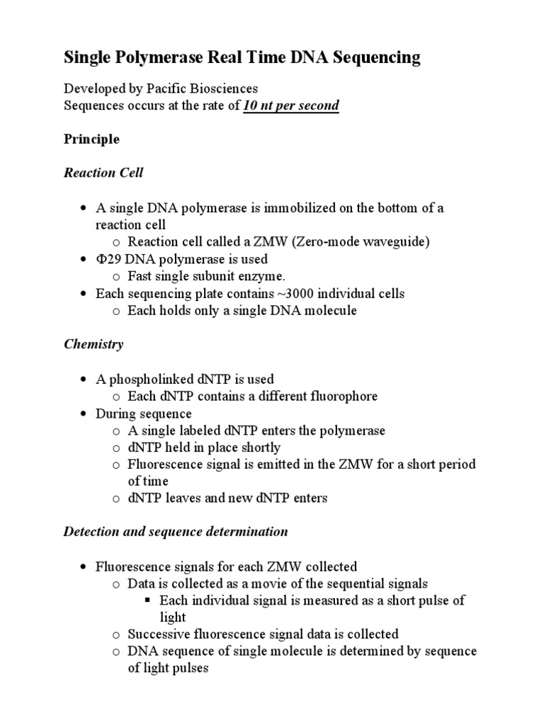 Pac Biosciences Single Molecule Real Time Dna Sequencing Pdf
