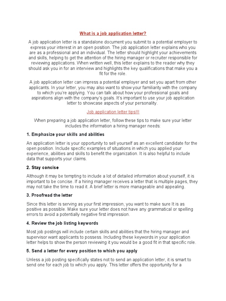 What Is A Job Application Letter | PDF | Cognition | Communication