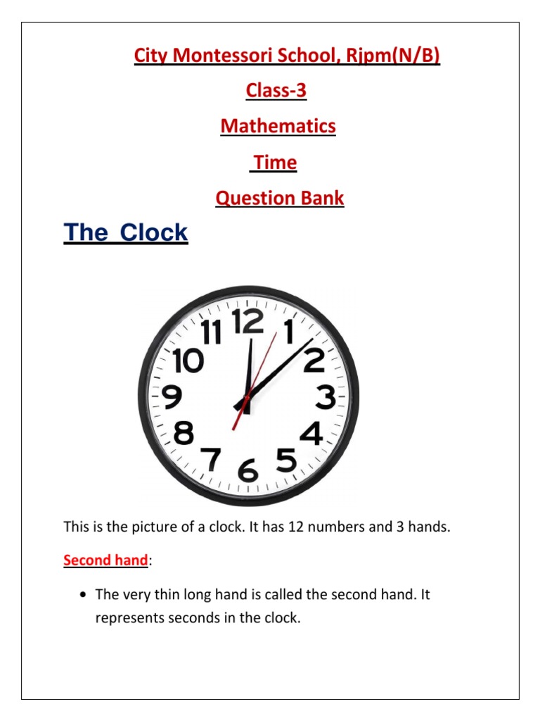 TIME - QUESTION BANK (New) | PDF | Hour | Spacetime
