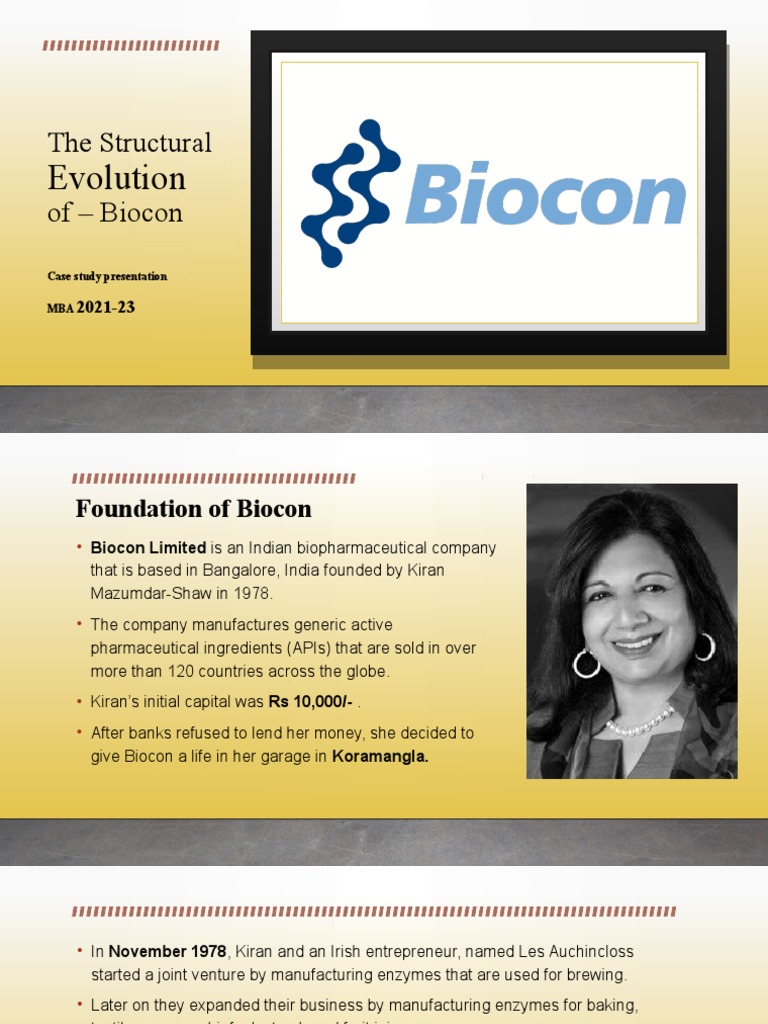 The Structural of - Biocon: Evolution | PDF | Economies | Business