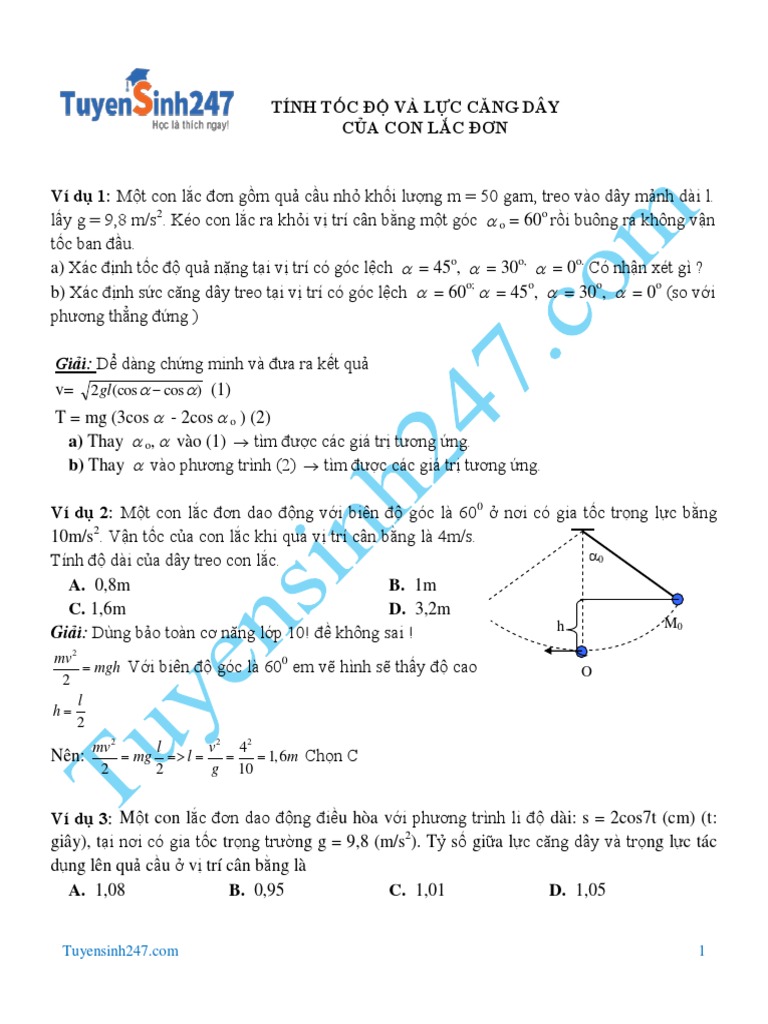 Tinh Toc Do Va Luc Cang Day Cua Con Lac Don | PDF