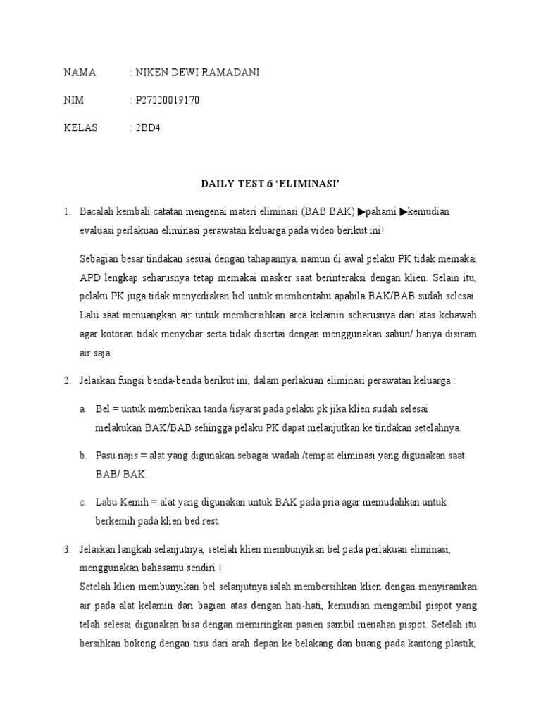Niken Dewi R - Daily Test 6 | PDF | Pengembangan Diri | Sains & Matematika