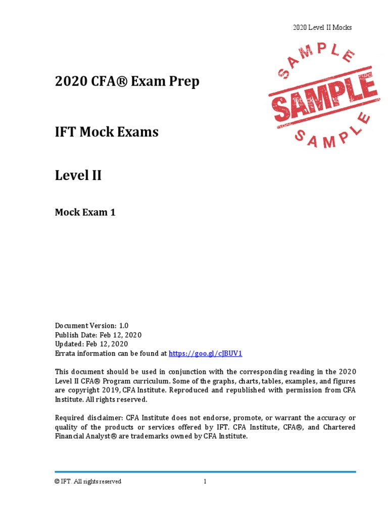 Level II 2020 IFT Mock Exam Sample | PDF | Net Present Value ...