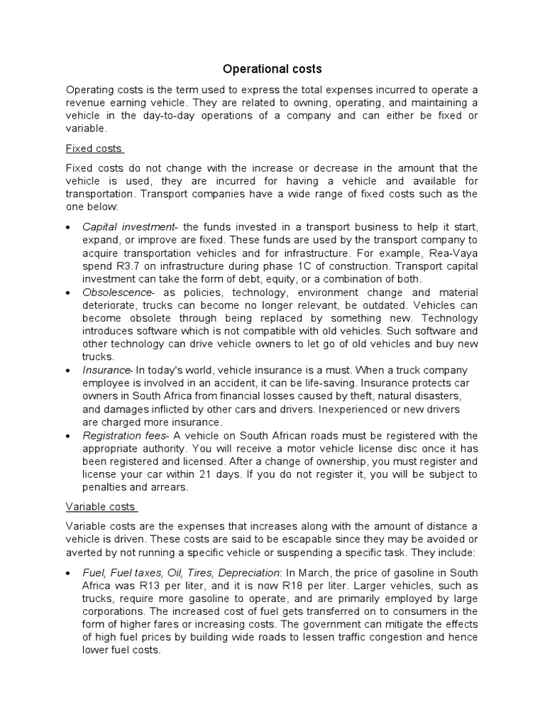 Operational Costs | PDF | Carbon Tax | Greenhouse Effect