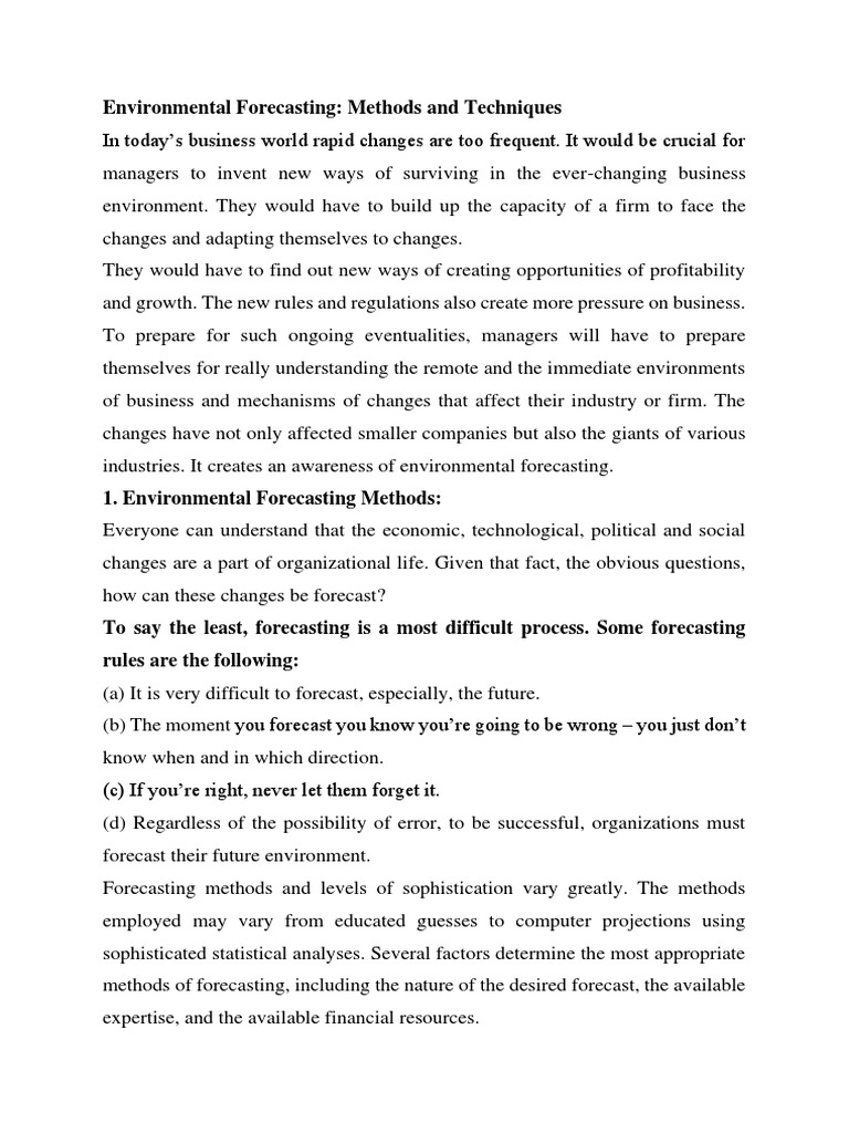 Environmental Forecasting: Methods and Techniques | PDF | Forecasting | Econometrics