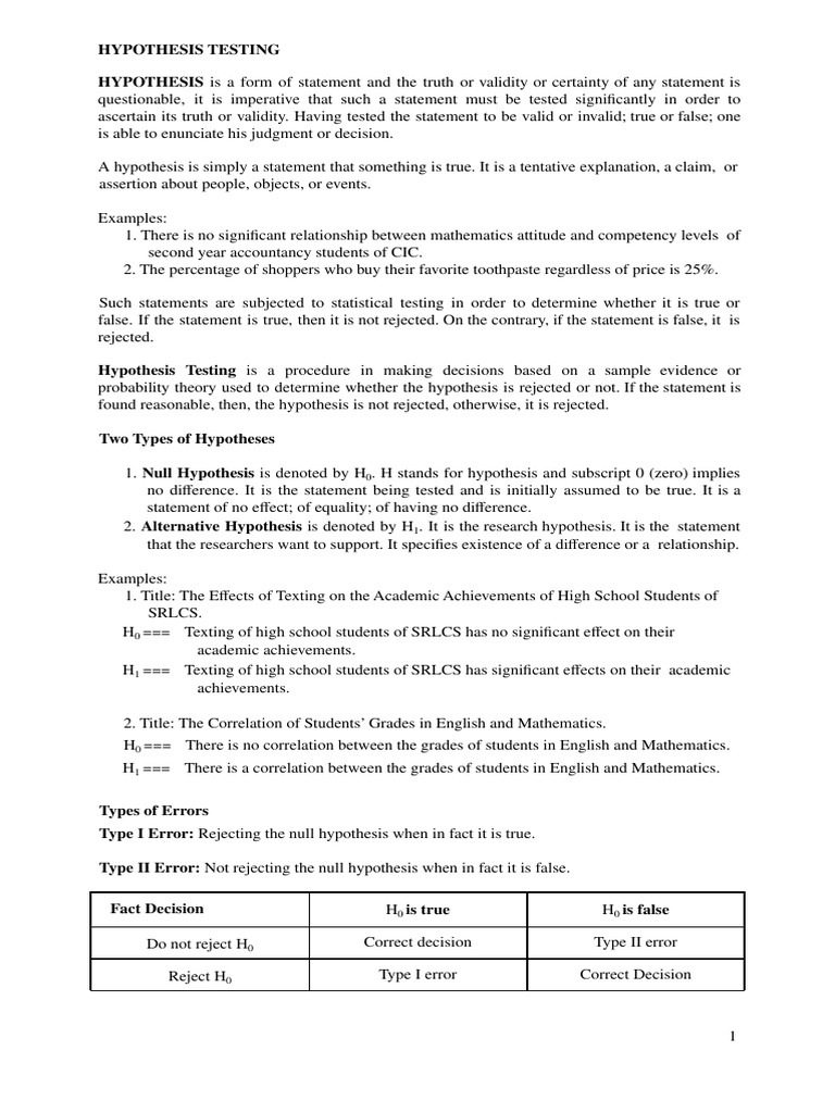 An In-Depth Explanation of Hypothesis Testing Procedures and ...