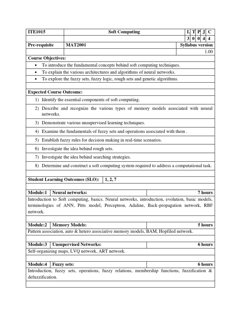 Ite1015 Soft-Computing Eth 1.0 37 Ite1015 | PDF | Fuzzy Logic | Artificial Neural Network