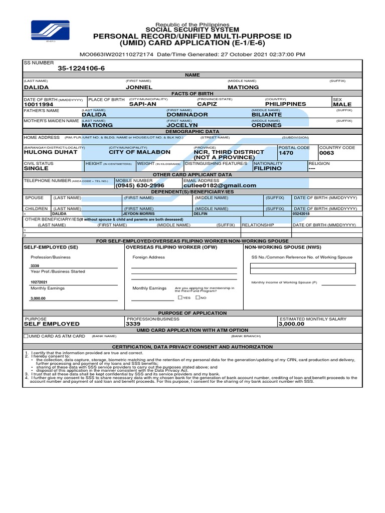 Dalida Sss E6 | PDF | Identity Document