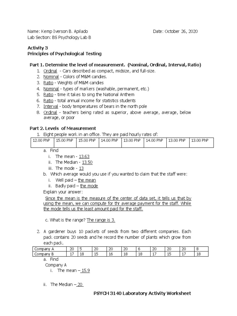 Activity 3 | PDF | Level Of Measurement | Standard Score