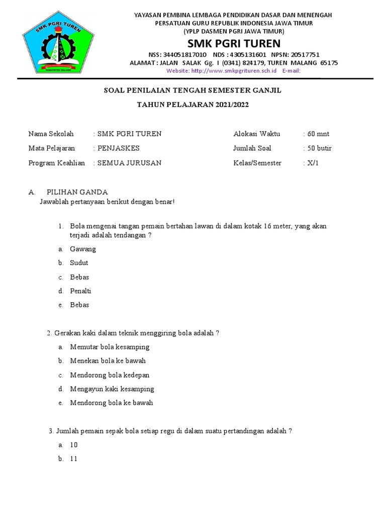 Soal WORD PENJAS X | PDF